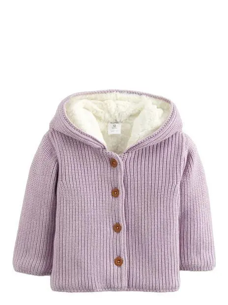 Nordstrom Fleece Lined Hooded Cardigan - Purple Frost