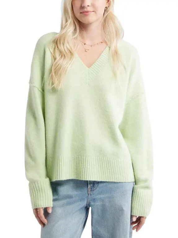 Bp. Oversized V-neck Sweater - Green Seacrest