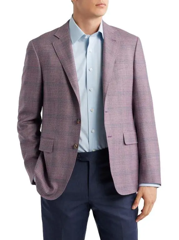 Canali Kei Trim Fit Plaid Wool Sport Coat - Light Purple