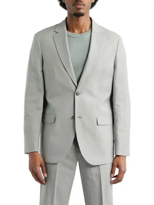 OPEN EDIT Slim Fit Solid Linen Blend Sport Coat - Green Chaparral