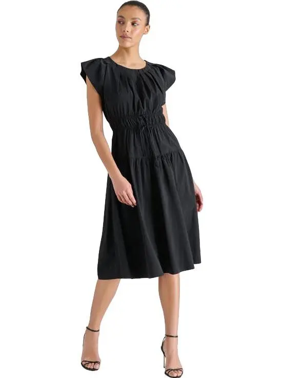 Steve Madden Archie Bow Ruched Dress - Black
