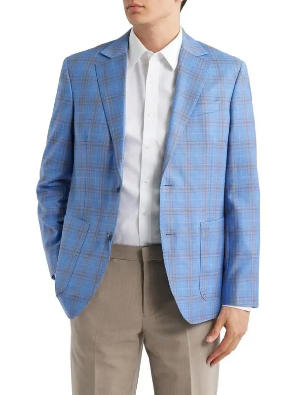 Nordstrom Metro Plaid Wool Sport Coat - Blue Metro Plaid