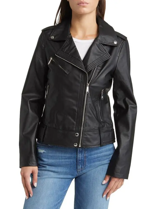 Sam Edelman Lambskin Moto Jacket - Black