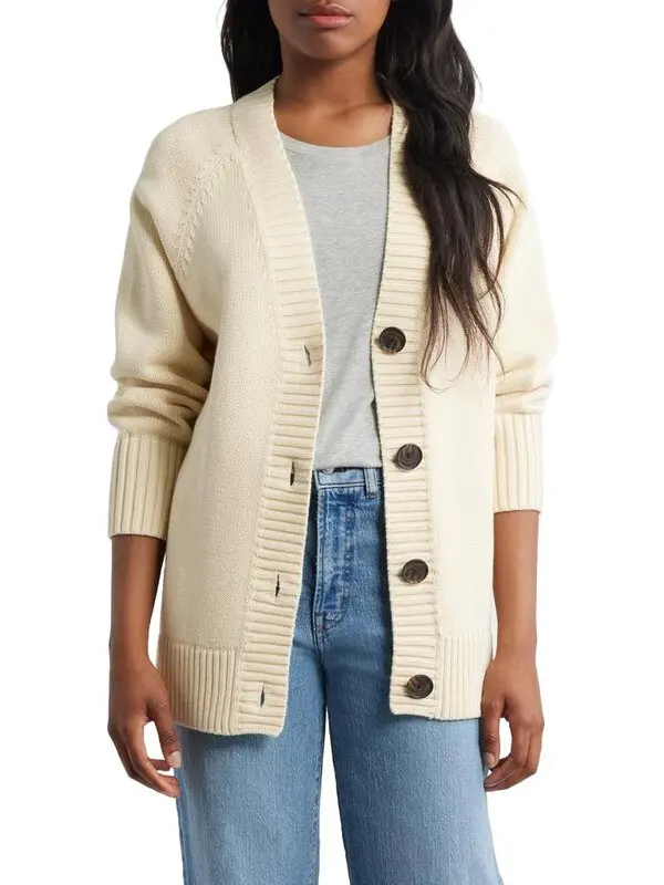 Madewell Oversized Cotton Cardigan - Blanched Almond