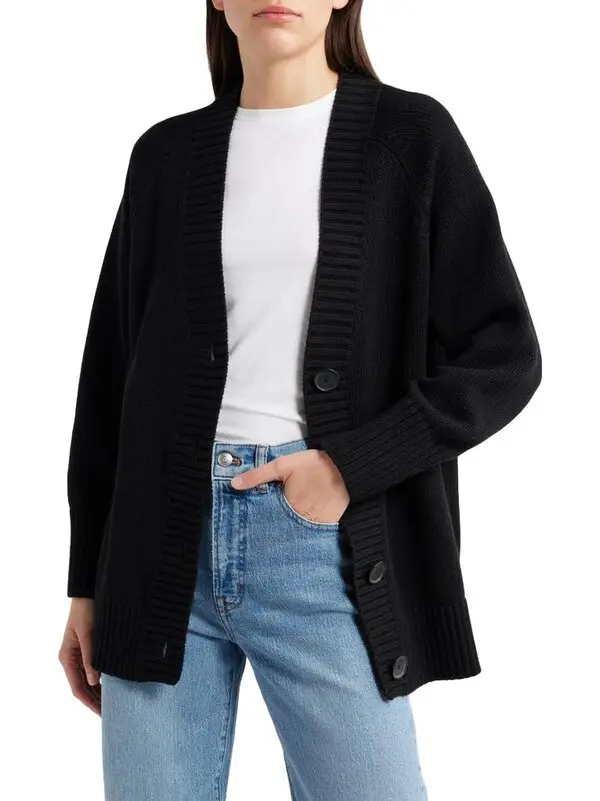 Madewell Oversized Cotton Cardigan - Jet Black