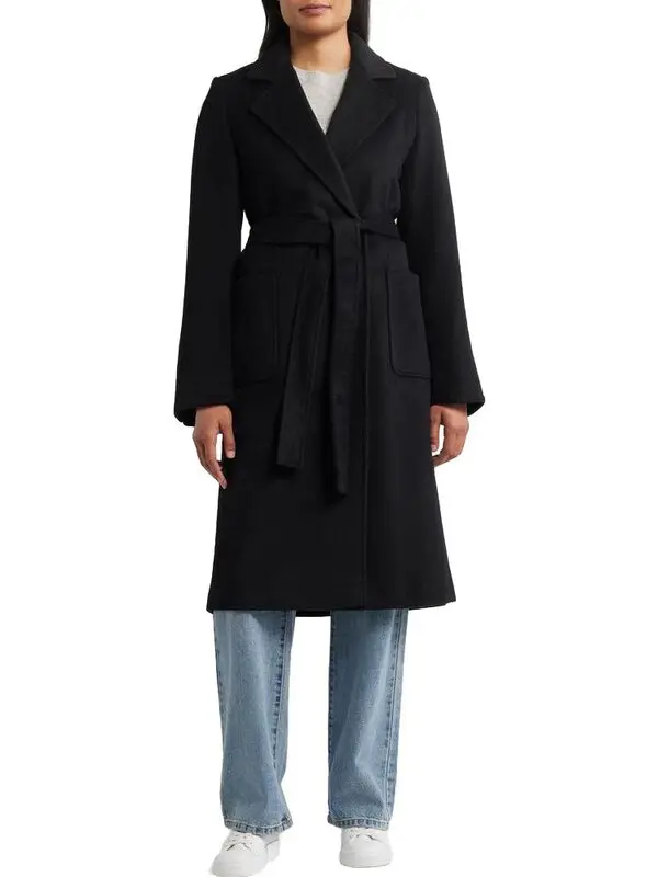 Sam Edelman Longline Wrap Coat - Black