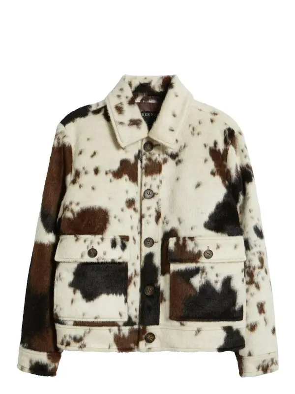 Bernardo Faux Fur Jacket - Cow Print