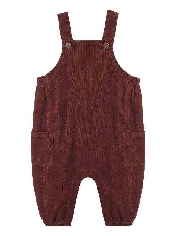 RYLEE + CRU Corduroy Cargo Overalls - Burgundy