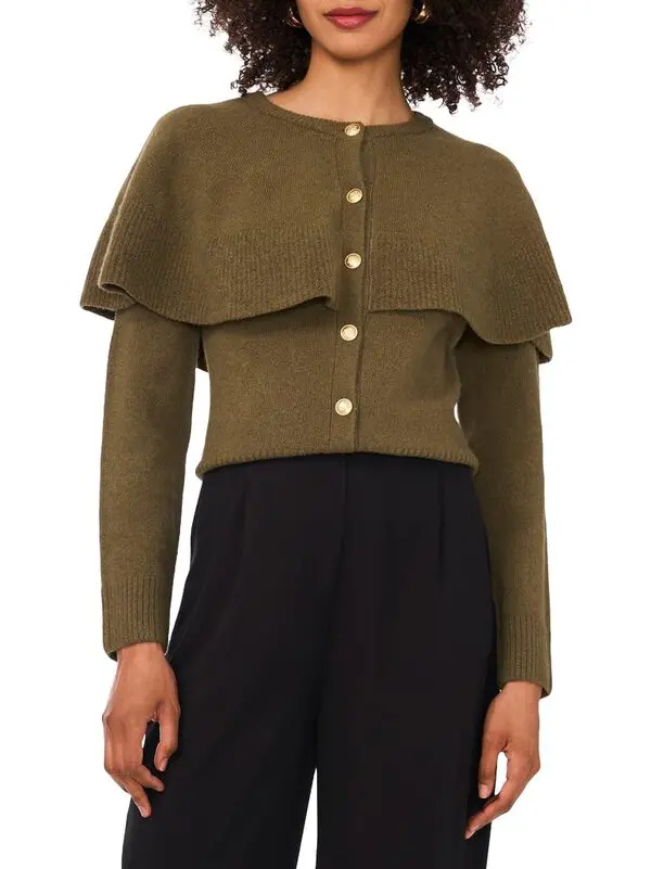 Vince Camuto Cape Detail Cardigan - Burnt Olive