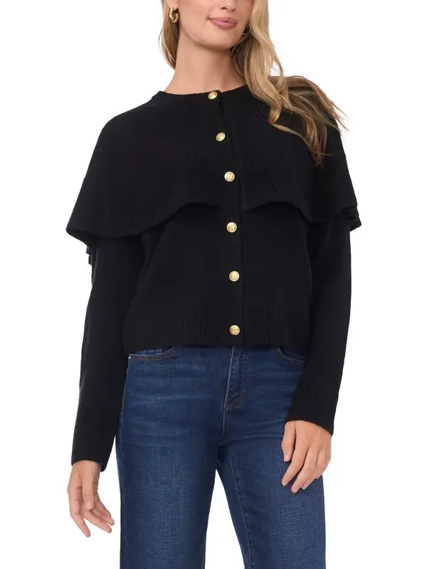 Vince Camuto Cape Detail Cardigan - Rich Black