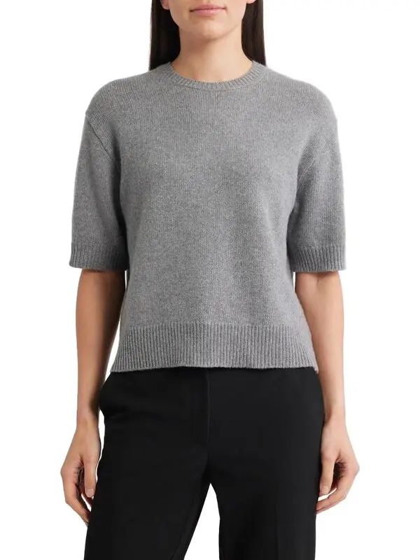 Theory Short Sleeve Knit Top - Grey Heather