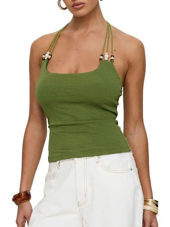 Princess Polly Beaded Halter Top - Green