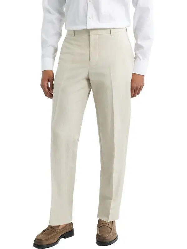 OPEN EDIT Linen Blend Tapered Pants - Beige Birch