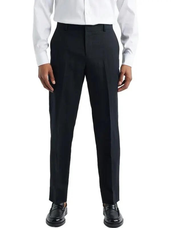 OPEN EDIT Linen Blend Tapered Pants - Black