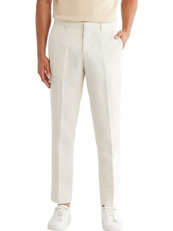 OPEN EDIT Linen Blend Tapered Pants - Ivory Dove