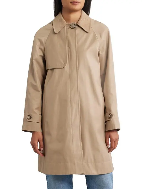 Sam Edelman Raincoat With Corduroy Collar - Sand