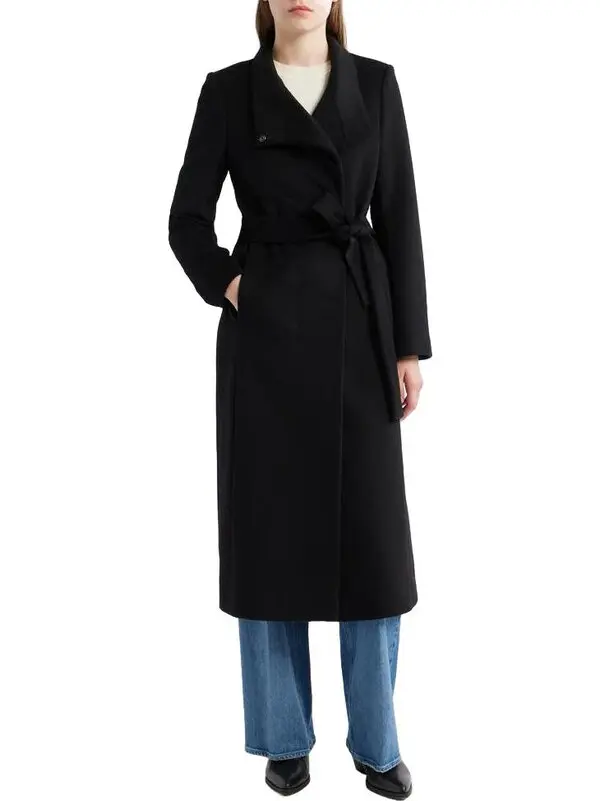 Sam Edelman Stand Collar Wrap Coat - Black