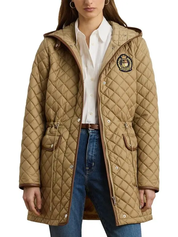 Ralph Lauren Logo Patch Quilted Coat - Birch Tan