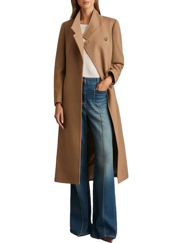 REISS Mollie Long Coat - Light Camel