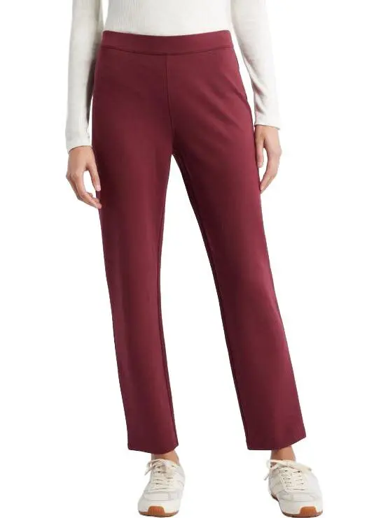 Caslon Pull-on Stretch Ponte Ankle Pants - Burgundy Tannin