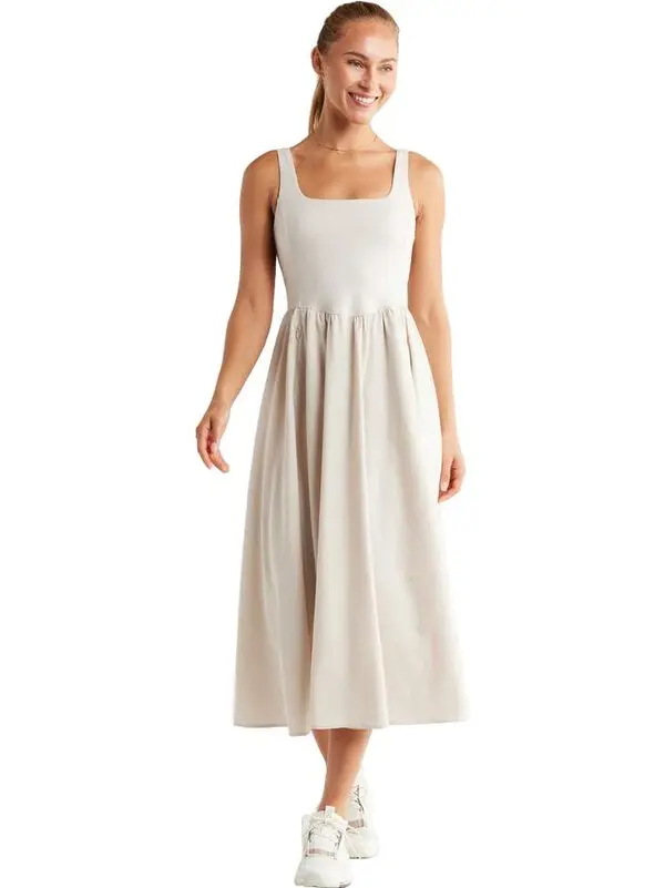 Zella Square Neck Midi Dress - Grey Moonbeam
