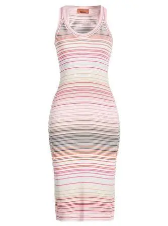 Missoni Striped Knit Midi Dress - Pink