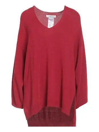 Liviana Conti Solid Knit V-neck Sweater - Red