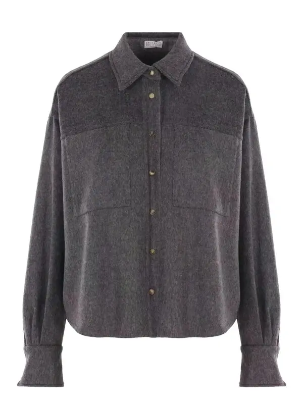 Brunello Cucinelli Horn-button Wool Shirt - Grey