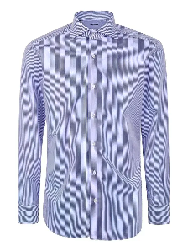 BARBA NAPOLI Striped Long-sleeve Shirt - Blue