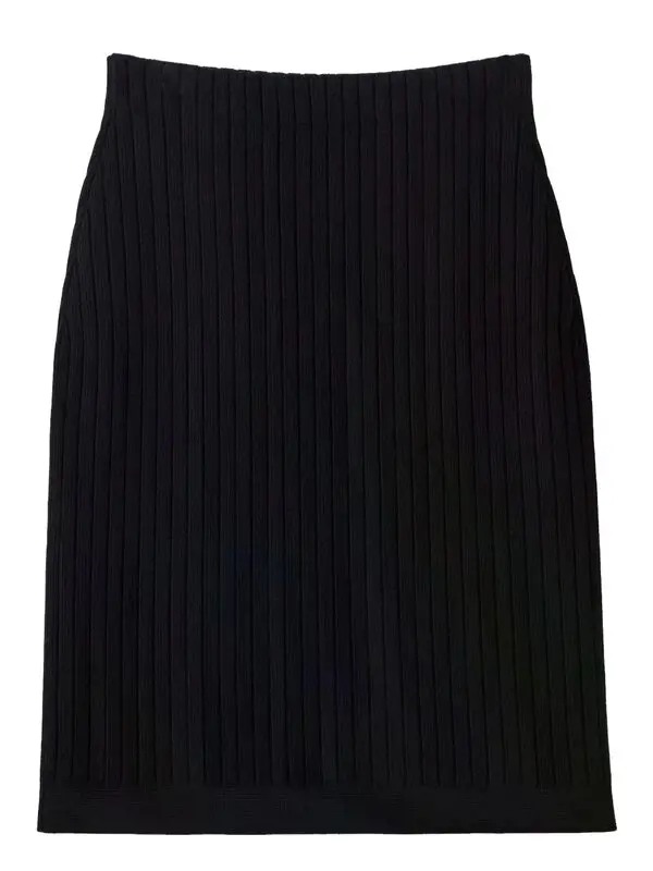 St. John Ribbed-knit Straight Skirt - Black