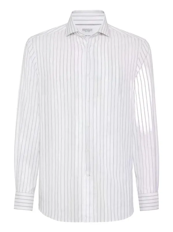 Brunello Cucinelli Striped Cotton Shirt - White