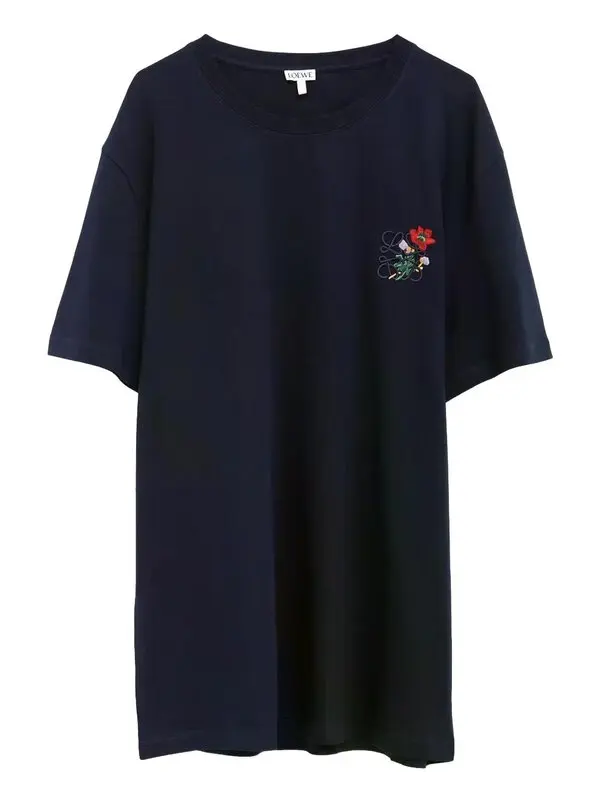 Loewe Floral-embroidered T-shirt - Blue