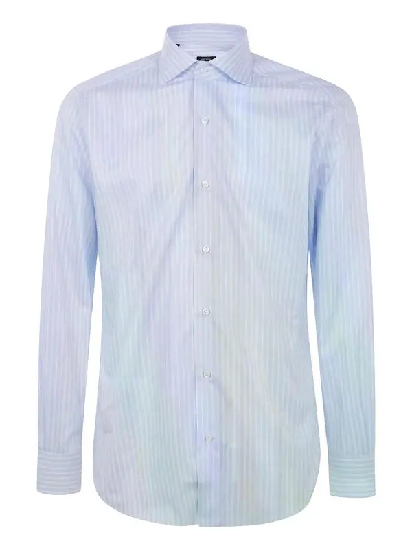 BARBA NAPOLI Striped Button-down Shirt - Blue