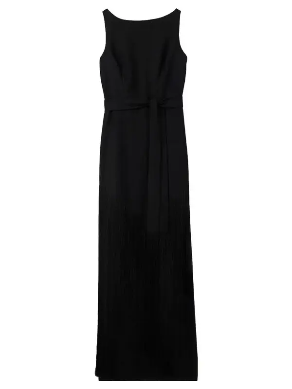 St. John Fringed Belted Gown - Black