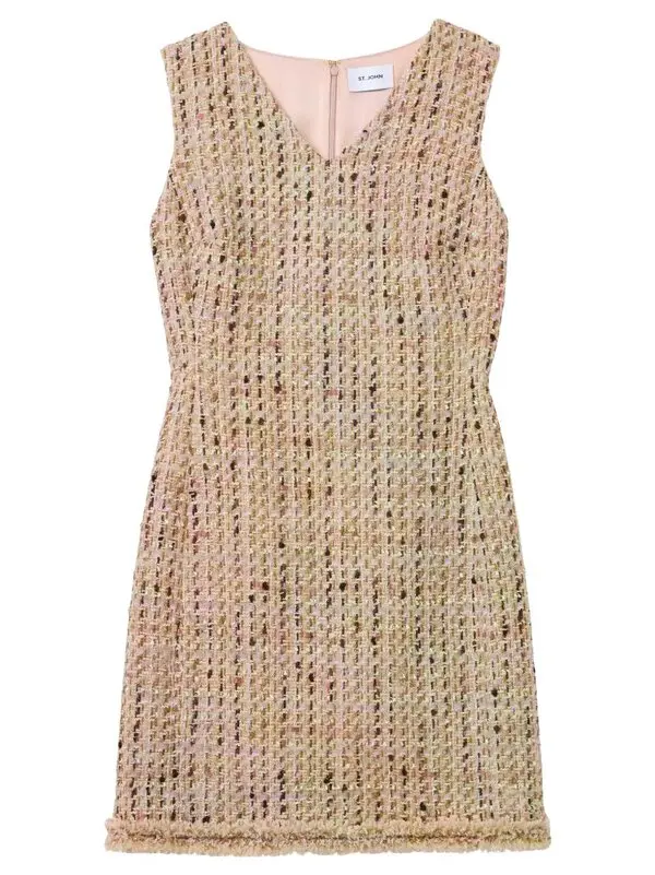 St. John Tweed Frill-hem Dress - Neutrals