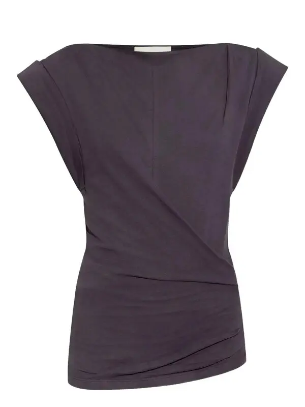 Isabel Marant Cotton T-shirt With Draped Shoulder - Purple