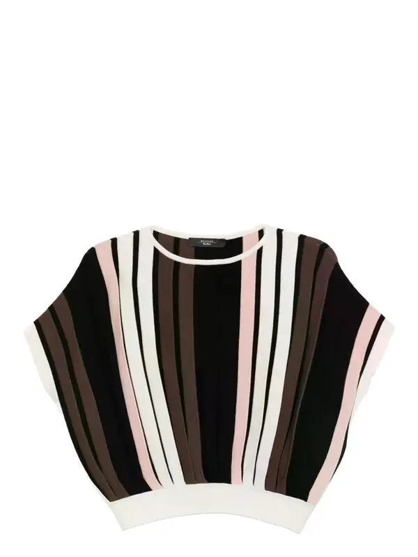 Max Mara Striped Batwing Top - Black