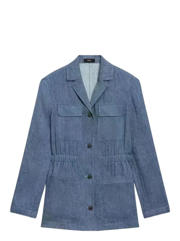 Theory Linen Drawstring Jacket - Blue