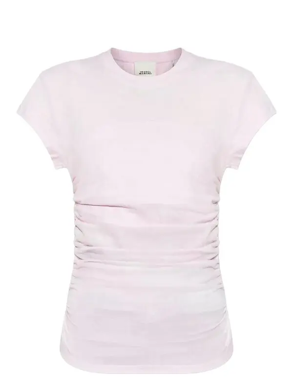 Isabel Marant Gathered-detail Cotton T-shirt - Pink
