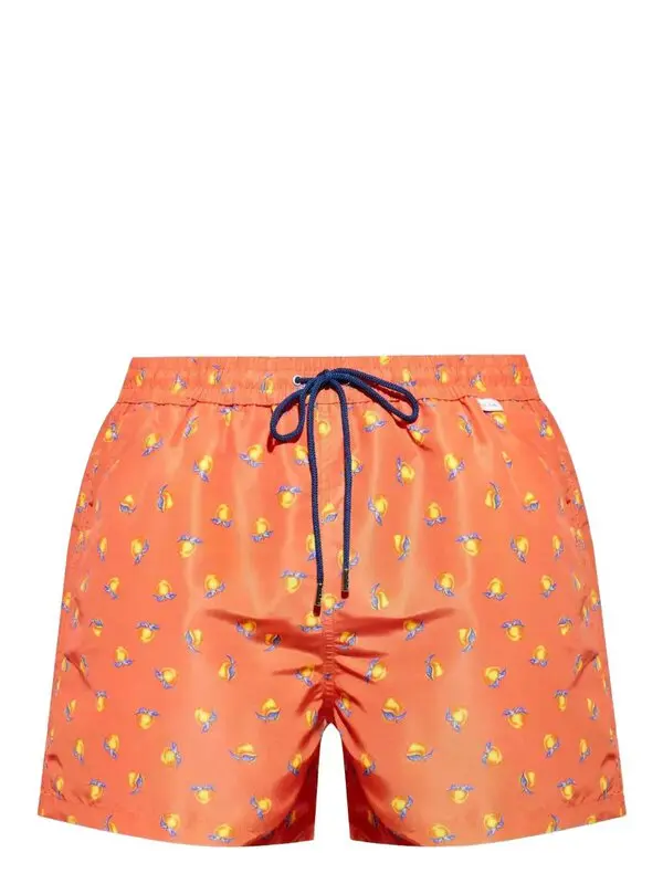 Paul Smith Peach-print Drawstring Swim Shorts - Orange