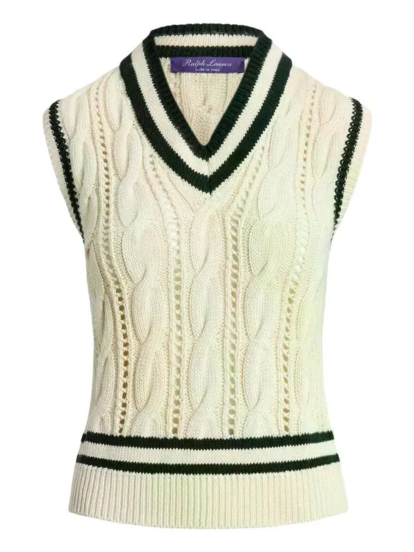 Ralph Lauren Cable-knit V-neck Vest - Neutrals