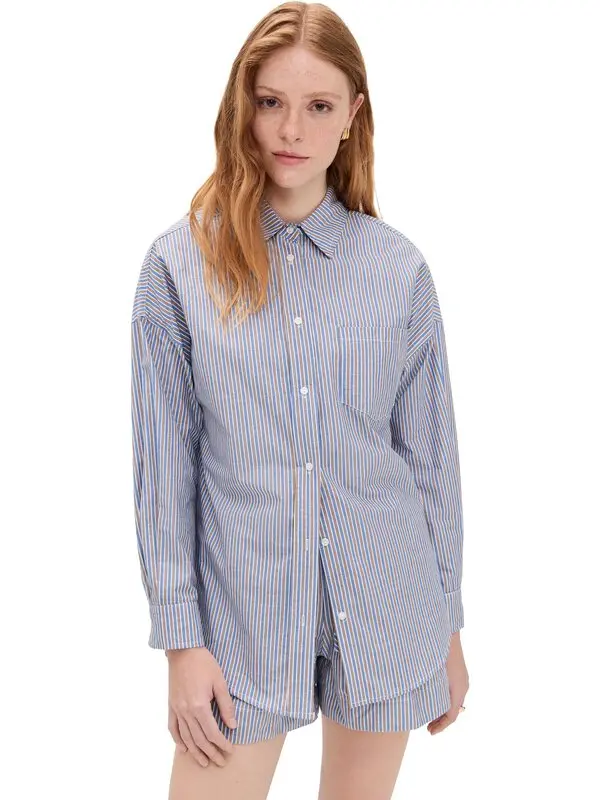 LITTLE LIES Avalon Stripe Shirt - Chocolate Stripe