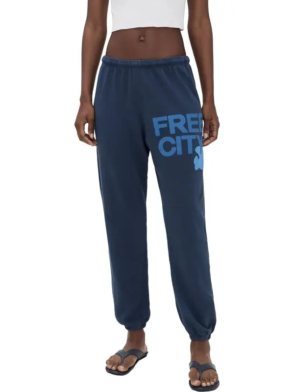 FREECITY Logo Print Sweatpants - Moonshrooms/blues