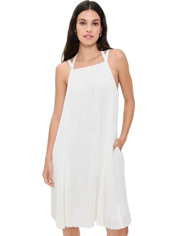 Vince Pleated A-line Pintuck Dress - Off White