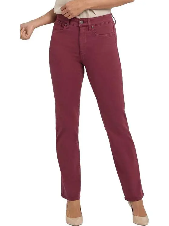 NYDJ Marilyn High Waist Straight Leg Jeans - True Burgundy