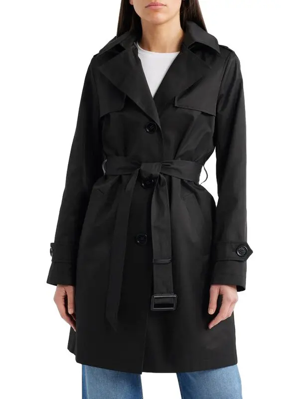 Sam Edelman Single Breasted Trench Coat - Black