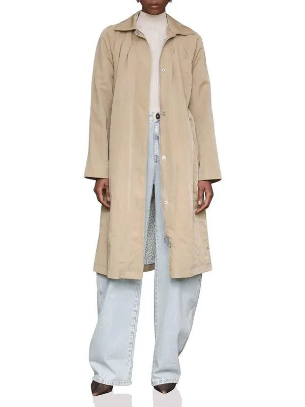 Avec Les Filles Nylon Pleated Trench Coat - Fawn