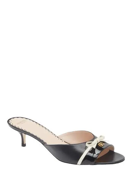 Valentino Garavani Bow Slide Sandal - Black/ivory