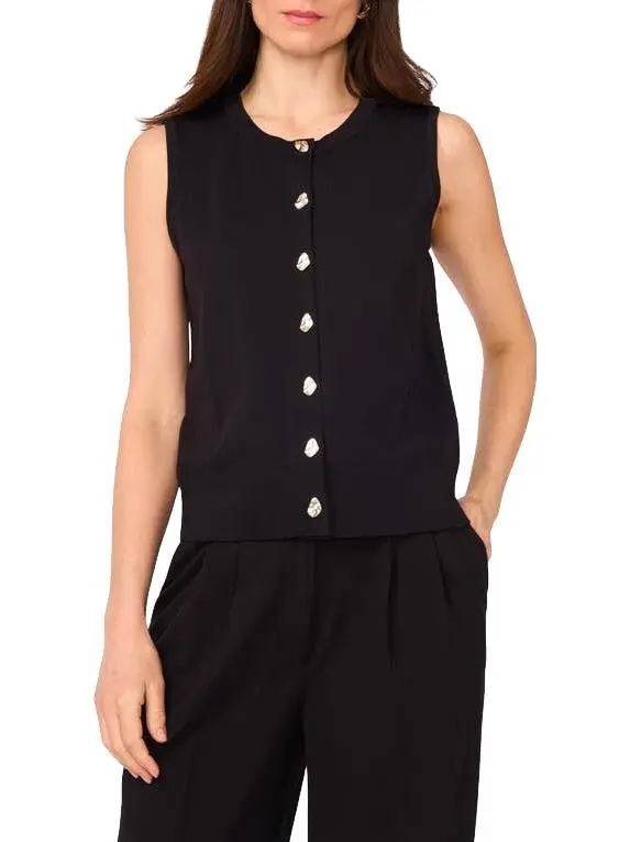 Vince Camuto Crewneck Button-up Sweater Vest - Rich Black