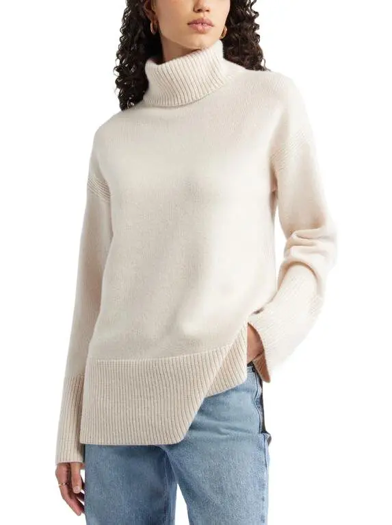 Nordstrom Wool And Cashmere Turtleneck Sweater - Beige Beach
